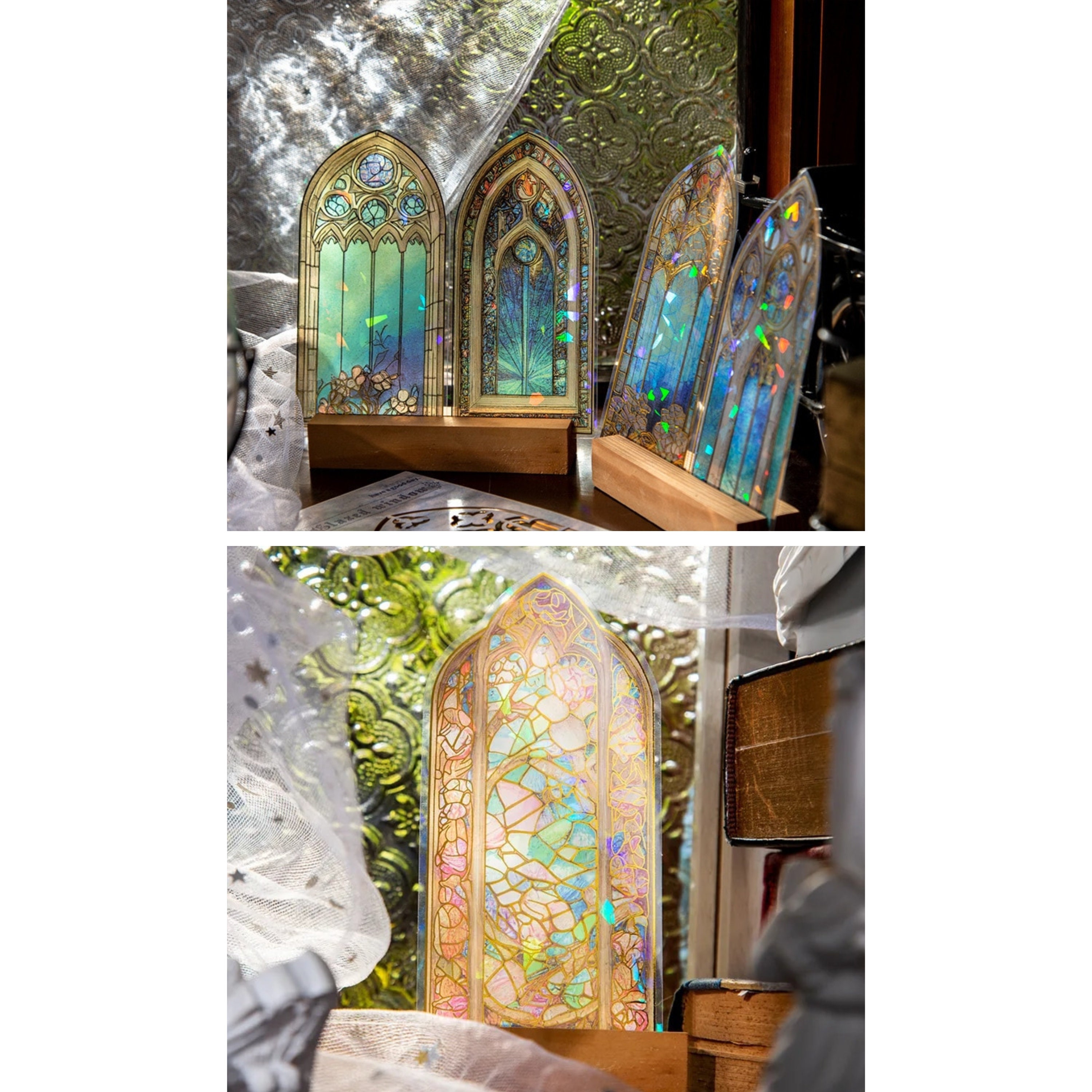 10pcs/ Pack Retro Glazed Window Stickers Set Decorative Waterproof ...