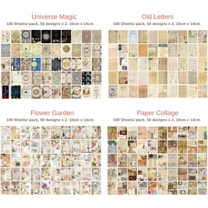100 Sheets/ Pack Paper Booklet, Vintage Style Collage Paper, Deco Paper ...