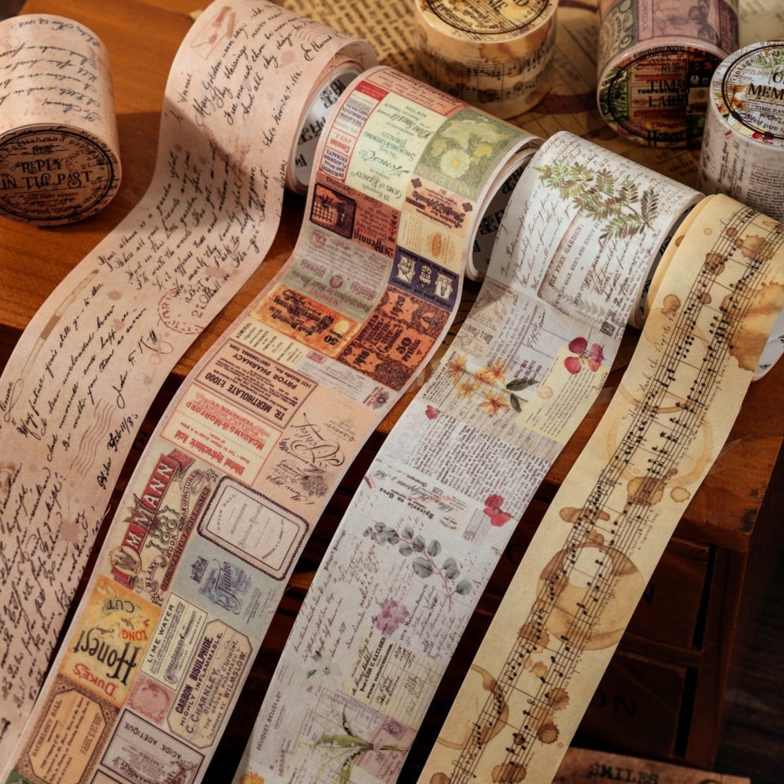 Vintage Washi Tape Set Masking Tape Perfect for - Etsy