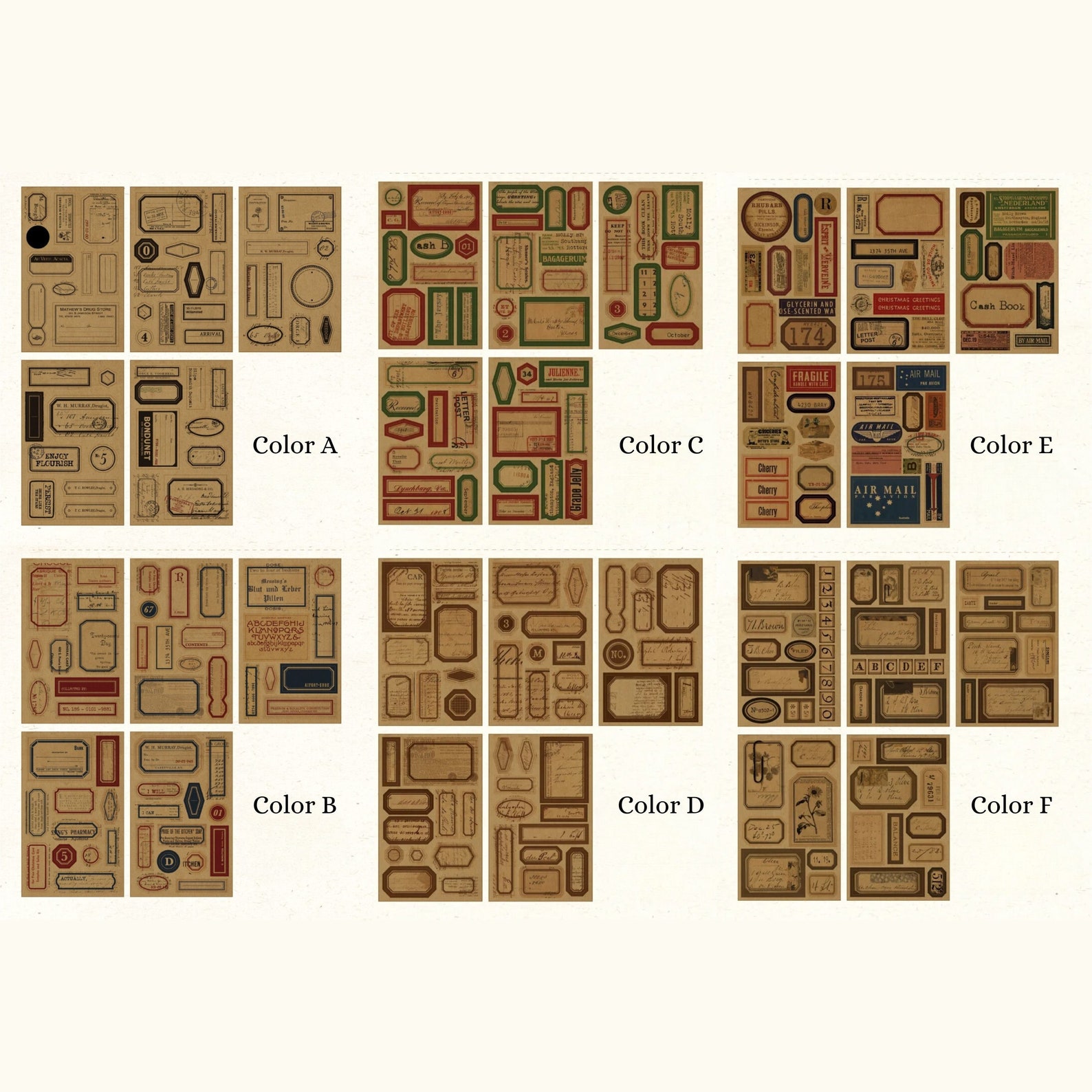 Classic Border Labels, Vintage Paper Stickers 5pcs/pack Perfect for ...