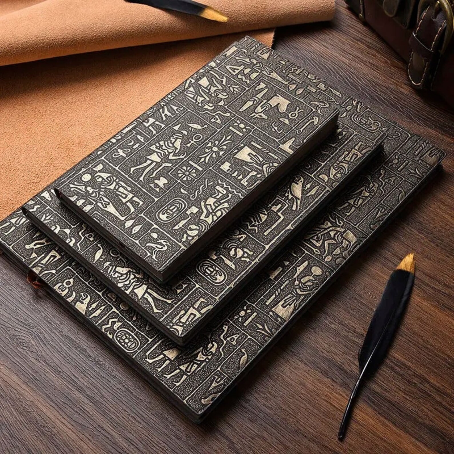 Egyptian Style Journal Notebook, Embossed Ancient Patterns Journals ...