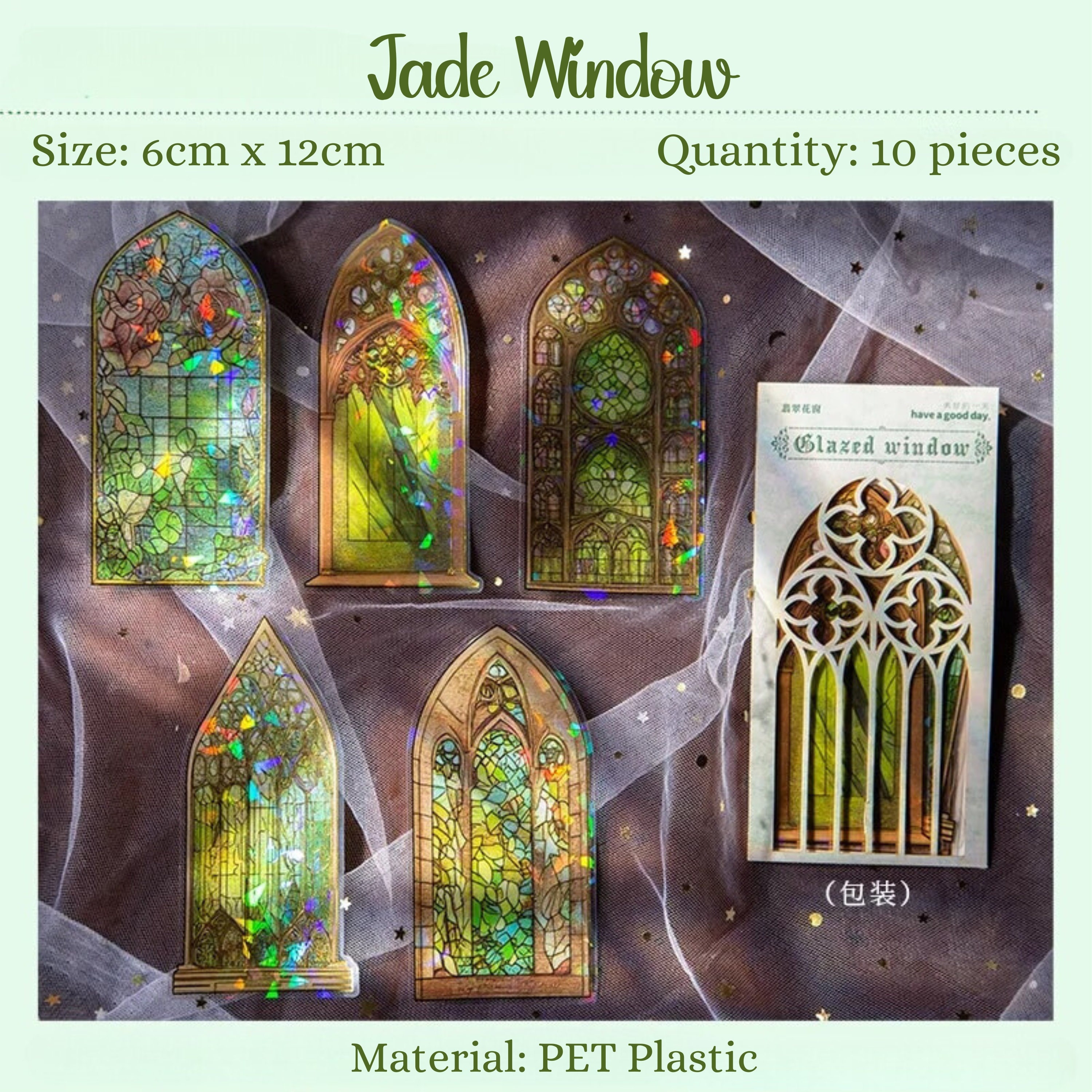 Retro Glazed Window Stickers Set of 10 Decorative Waterproof Stickers for Scrapbooking, Labels ...