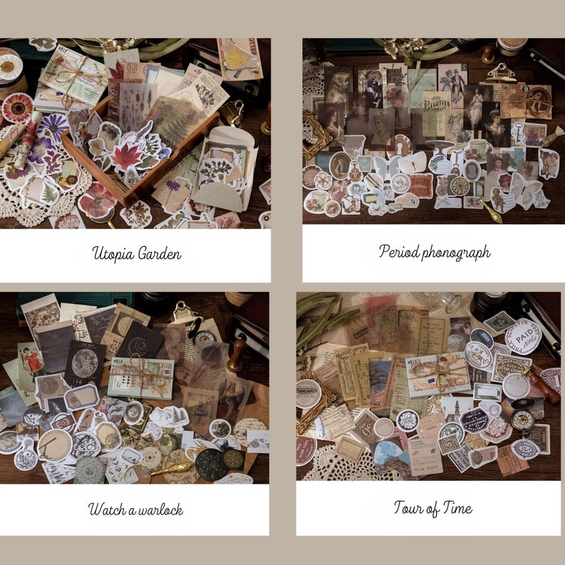 60pcs/pack Vintage Stationery Sticker Set, Aesthetic Additions for Junk ...