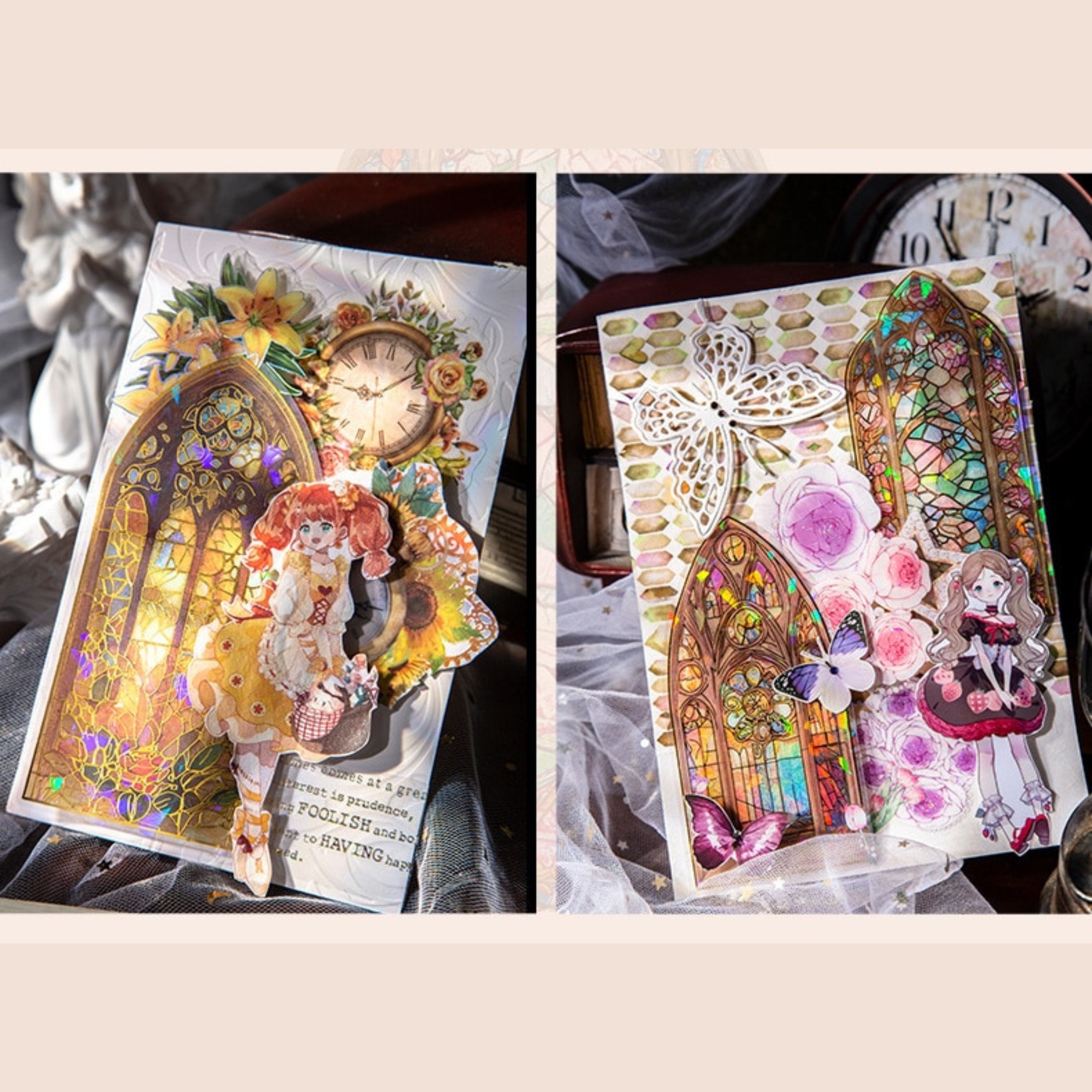 10pcs/ Pack Retro Glazed Window Stickers Set Decorative Waterproof ...