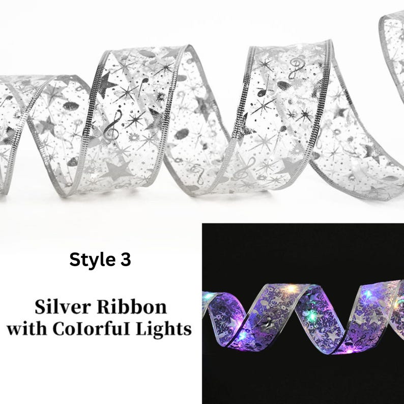 LED Christmas Bow String Lights | DIY Lace Ribbon Tree Ornaments ...