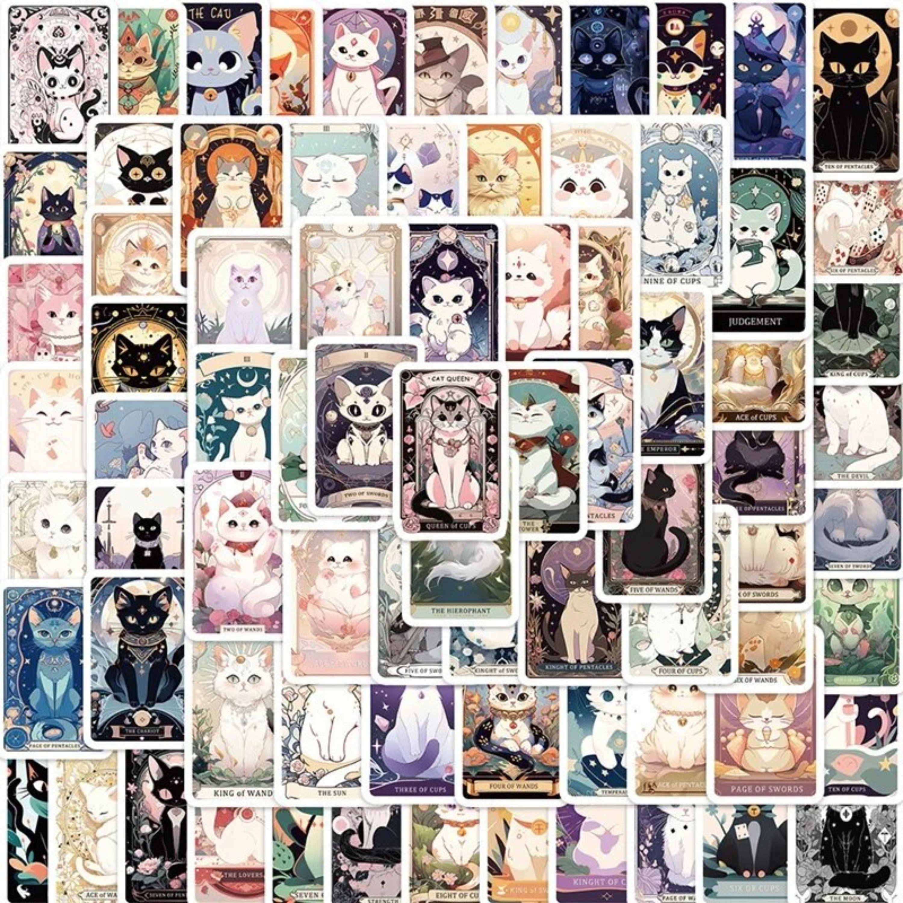 Vintage and Aesthetic Cat Stickers Pack, Black and White Cat Stickers ...
