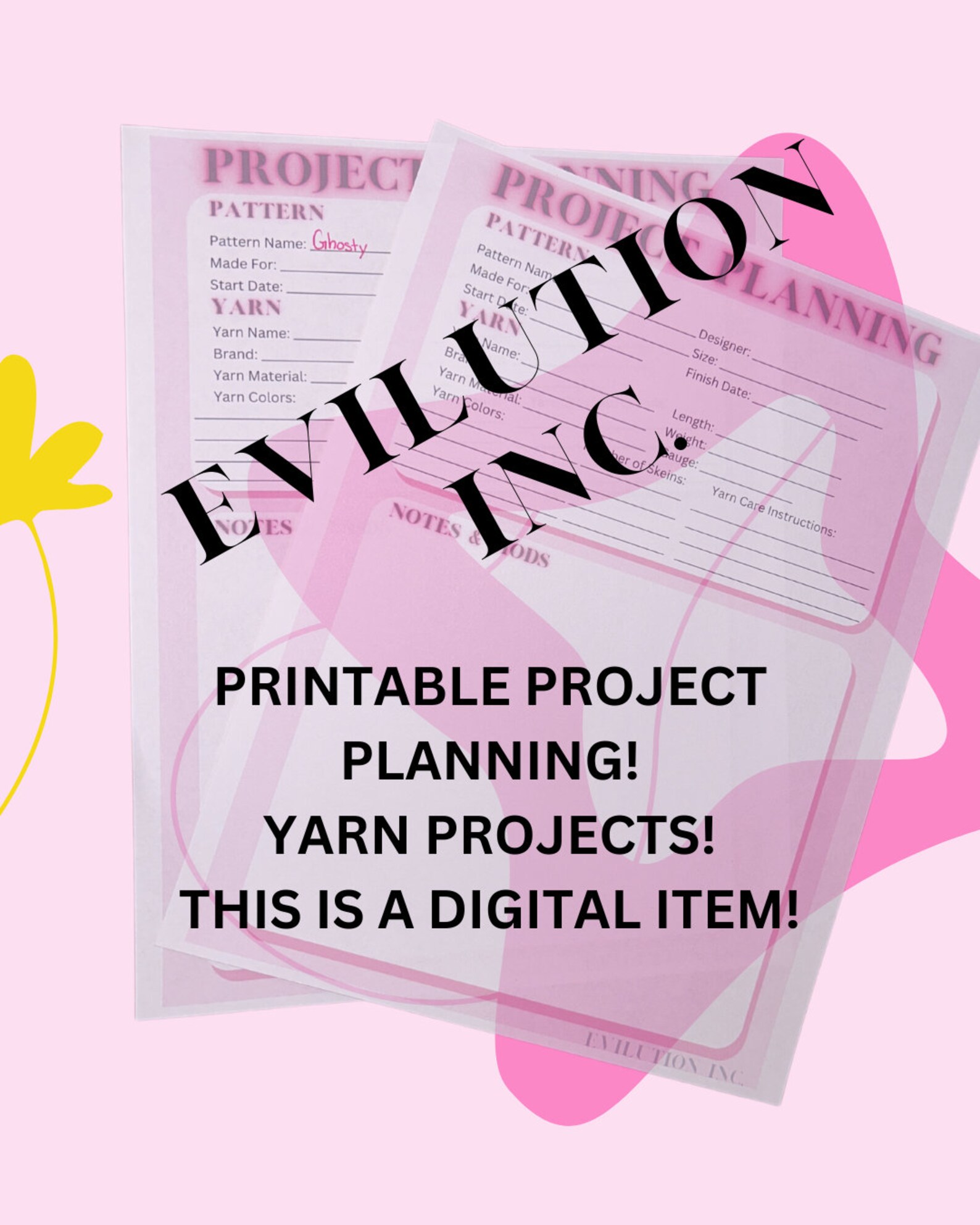 DIGITAL Printable Project Planning, Yarn, Crochet, Knitting, Print ...