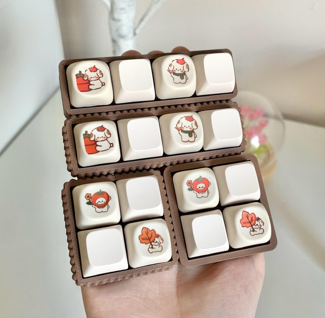 4 Button Desktop Mechanical Keyboard Fidget Toy Keychain 4 Key Sensory ...