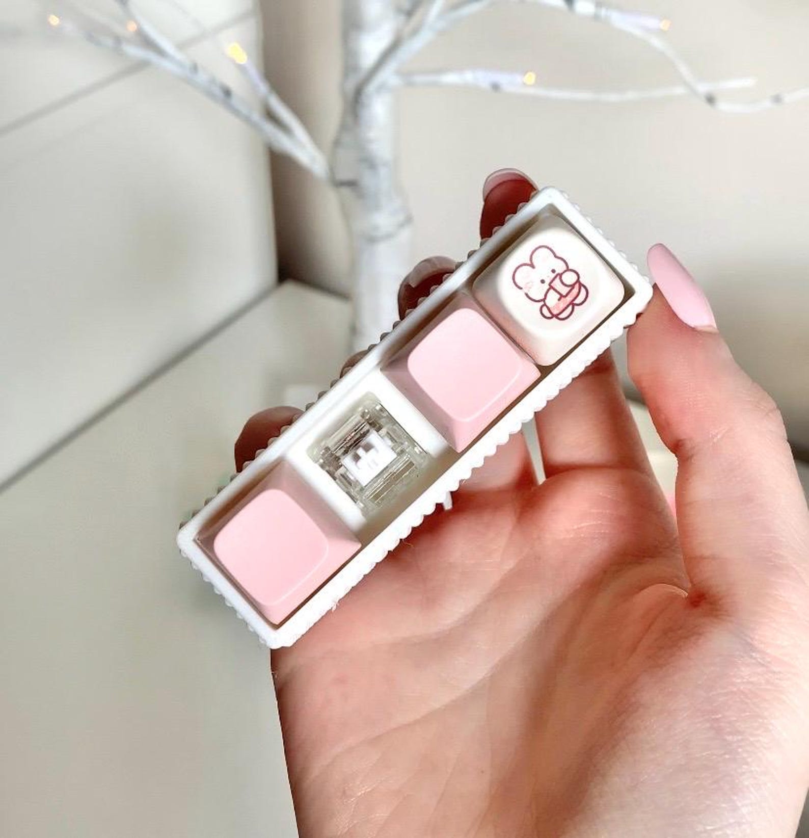 Pink Desktop Mechanical Keyboard Fidget Toy 4 Key Sensory Fidget Toy ...