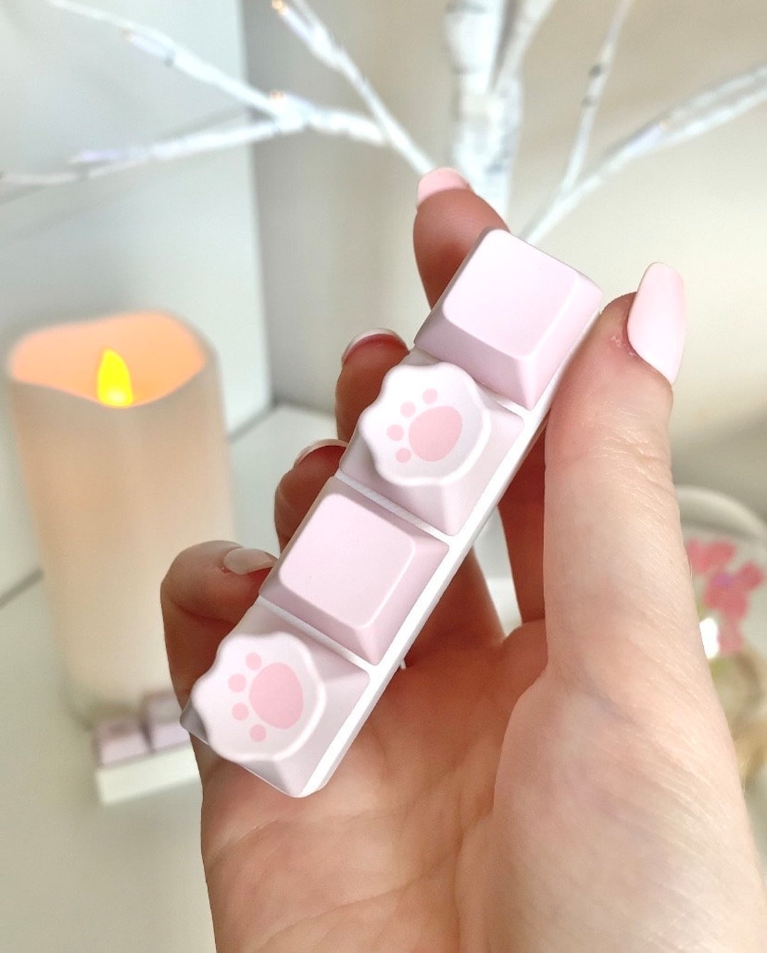 Pink Paw Desktop Mechanical Keyboard Fidget Toy 4 Key Sensory Toy With ...