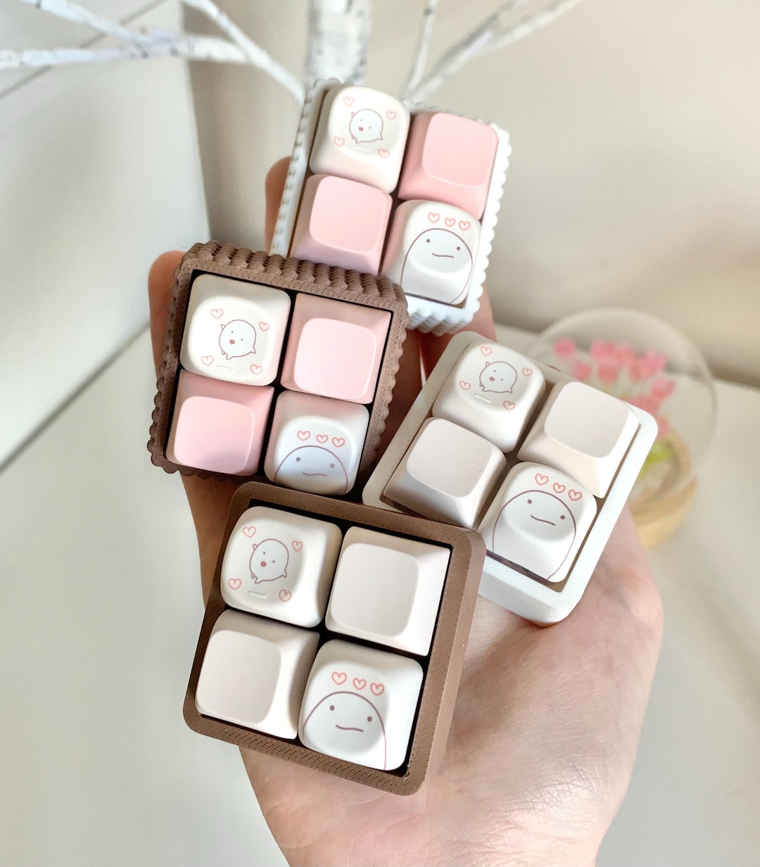 4 Button Desktop Mechanical Keyboard Fidget Toy 4 Key Sensory ADHD ...