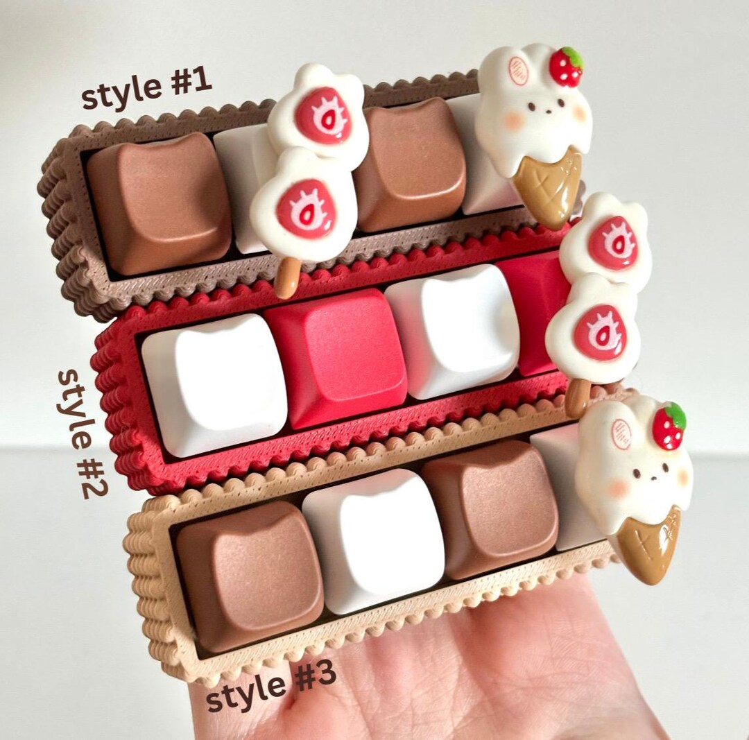 4 Key Bunny Mochi Keyboard Fidget Toy Keychain - 4 Button ASMR Sensory ...