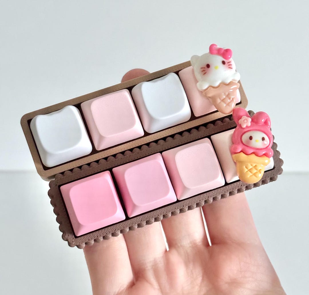 4 Button Hello Kitty Keyboard Fidget Toy Keychain - 4 Key ASMR Sensory ...