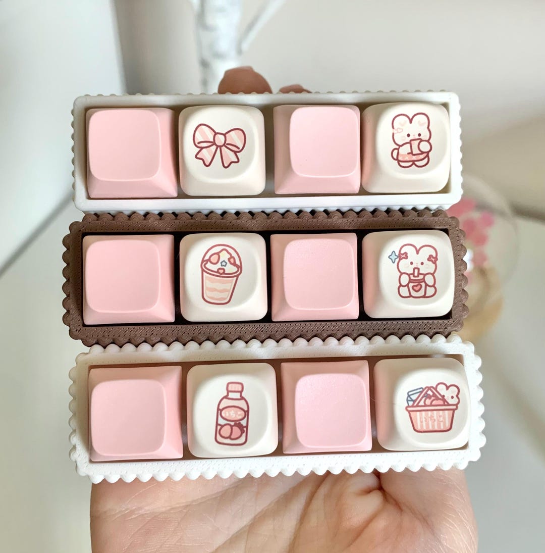 4 Button Desktop Mechanical Keyboard Fidget Toy Keychain 4 Key Sensory ...