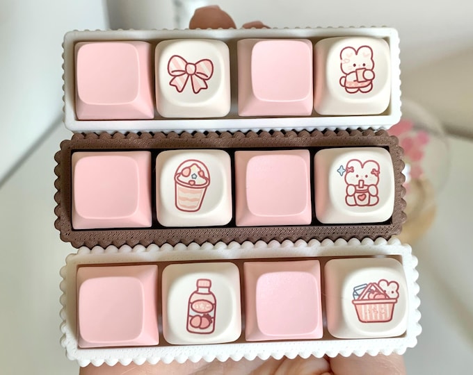 4 Button Desktop Mechanical Keyboard Fidget Toy Keychain - 4 Key ...