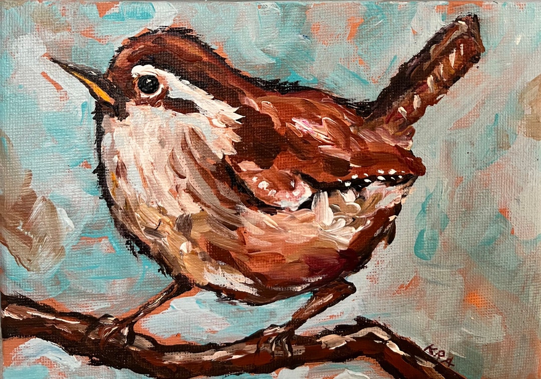House Wren on a Branch - Etsy