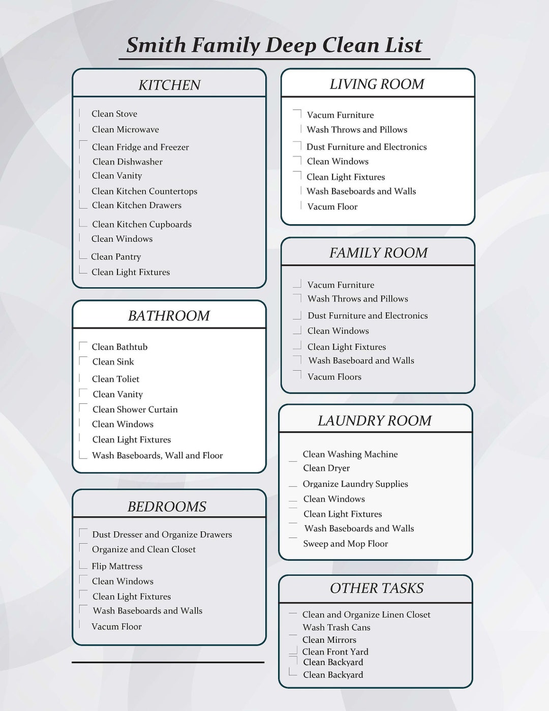 Editable Deep Cleaning List Instant Download - Etsy