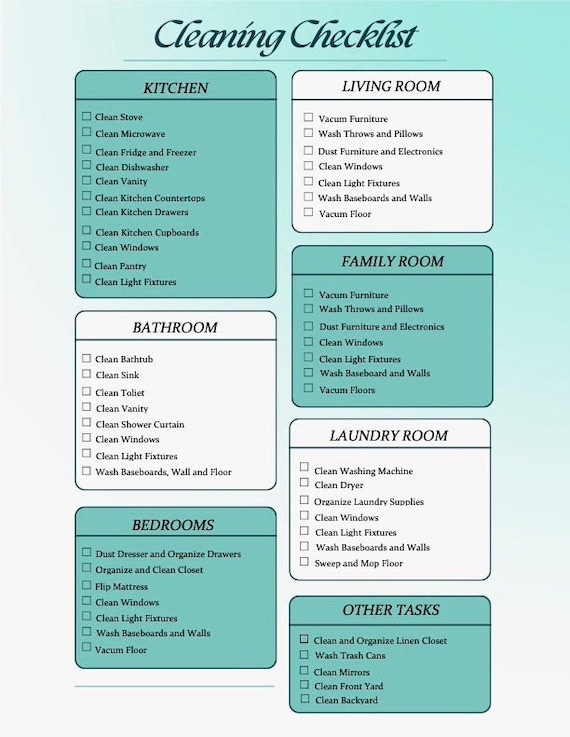 Editable Cleaning List Instant Download - Etsy