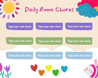 Editable Daily Room Chores Instant Download Girls Room Kids - Etsy