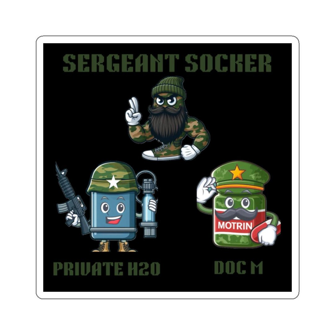 Sergeant Socker, Private H2O, Doc M, Military Stickers, for Laptops ...