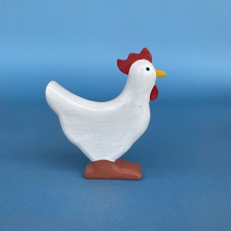 Wooden Farm Animal Toy Wooden Hen Figurine Handmade - Etsy