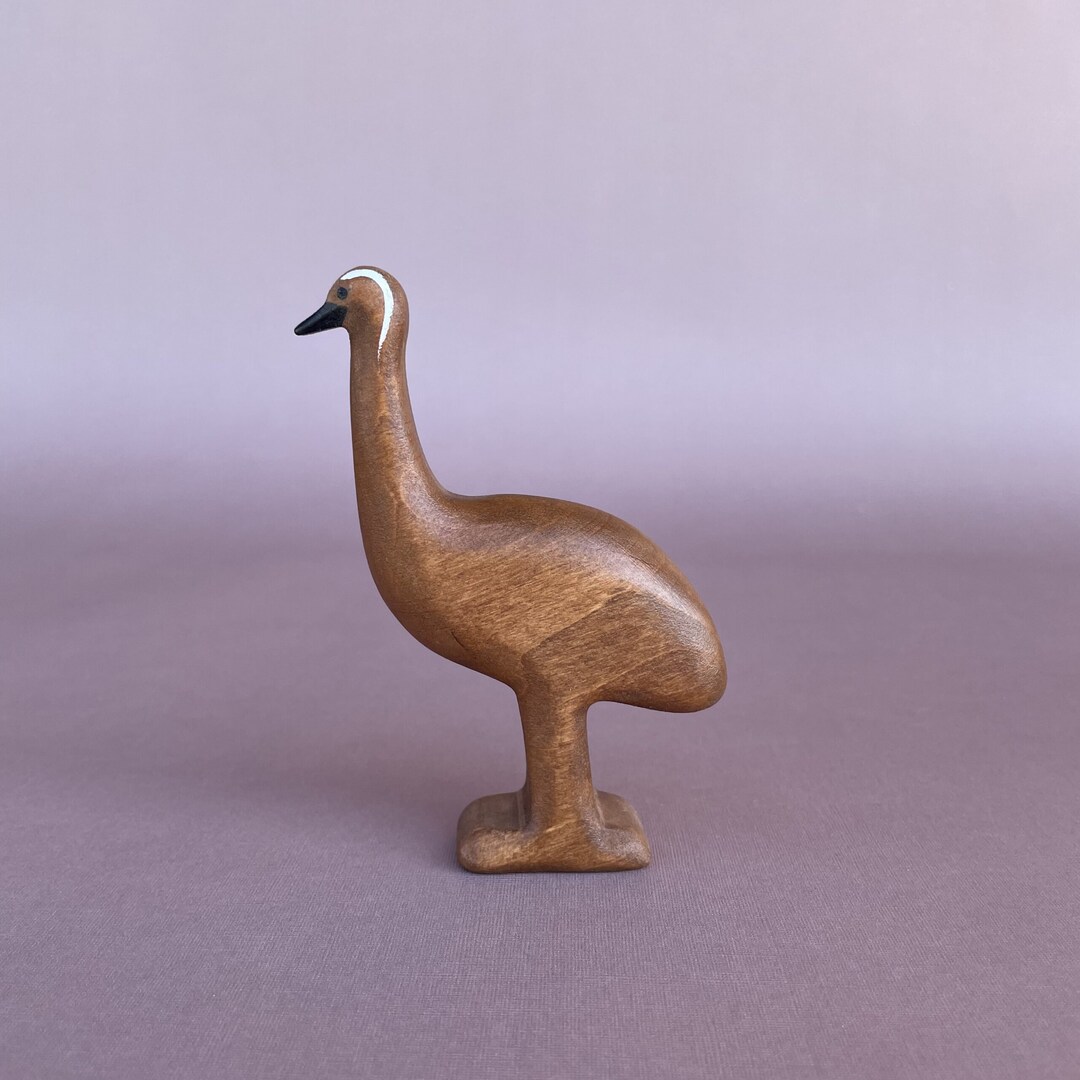 Wooden Ostrich Emu Figurine Wooden Australian Birds Wooden Animal Toys ...