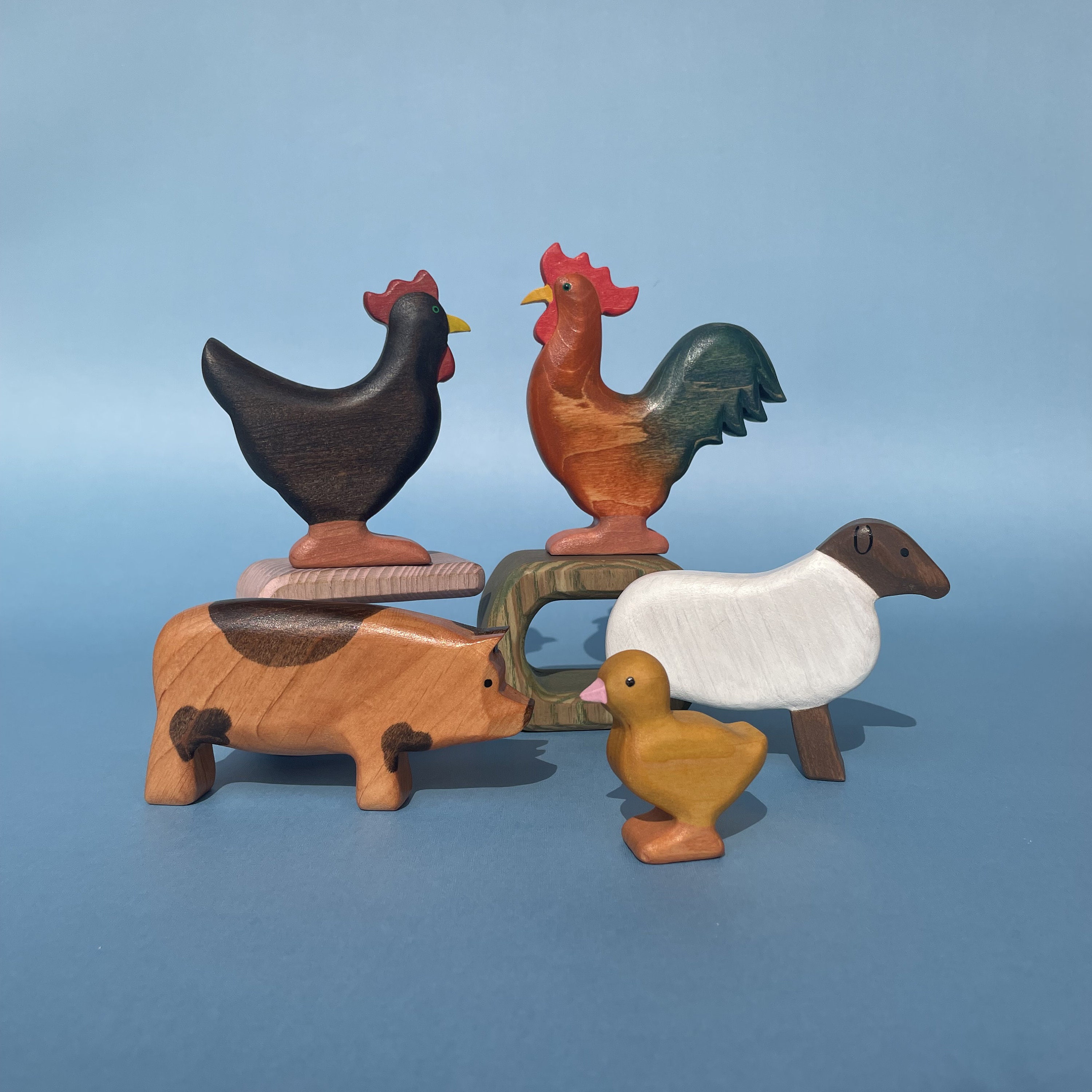 Wooden Farm Animal Toy Wooden Hen Figurine Handmade - Etsy