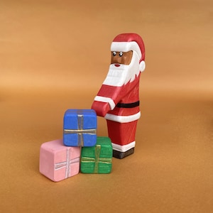 Christmas Play Set 6pcs Wooden Toy Set: Santa, Reindeer, Sleigh, and ...