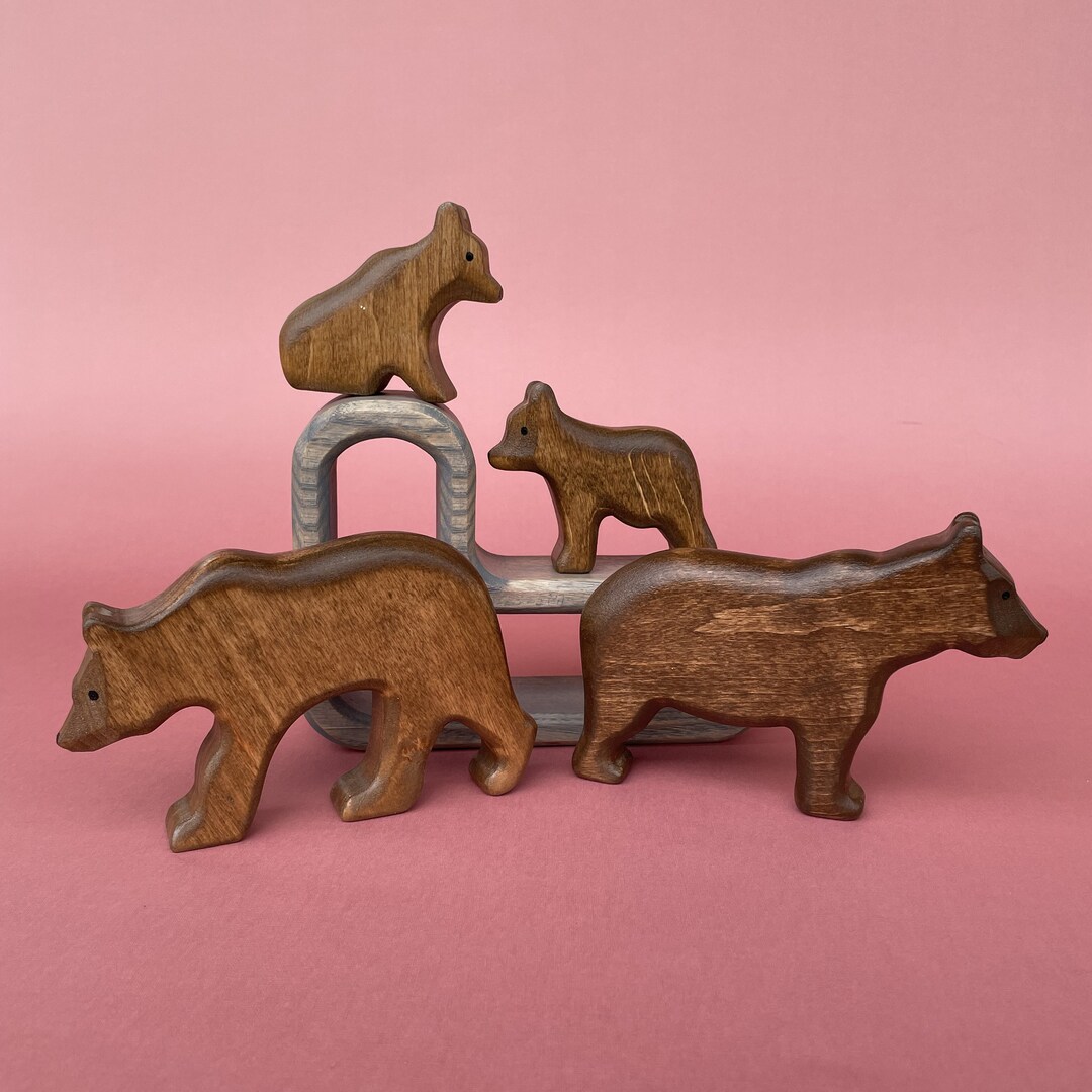 Wooden Bear Family Toy Set Wooden Bear Figurines Educational Toys for ...