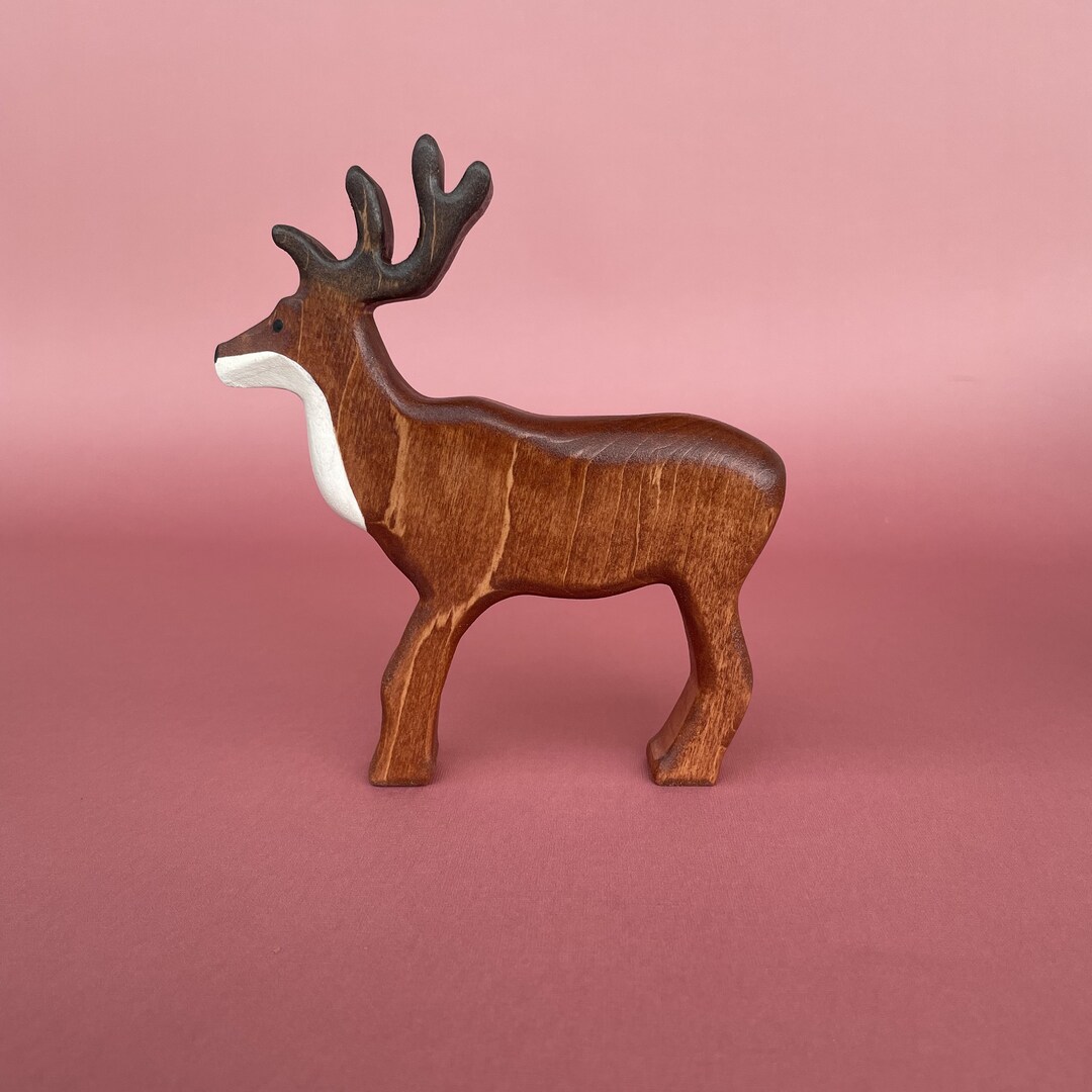 Wooden Deer Toy Figurine Wooden Animal Figurines Handmade Toys for Kids ...