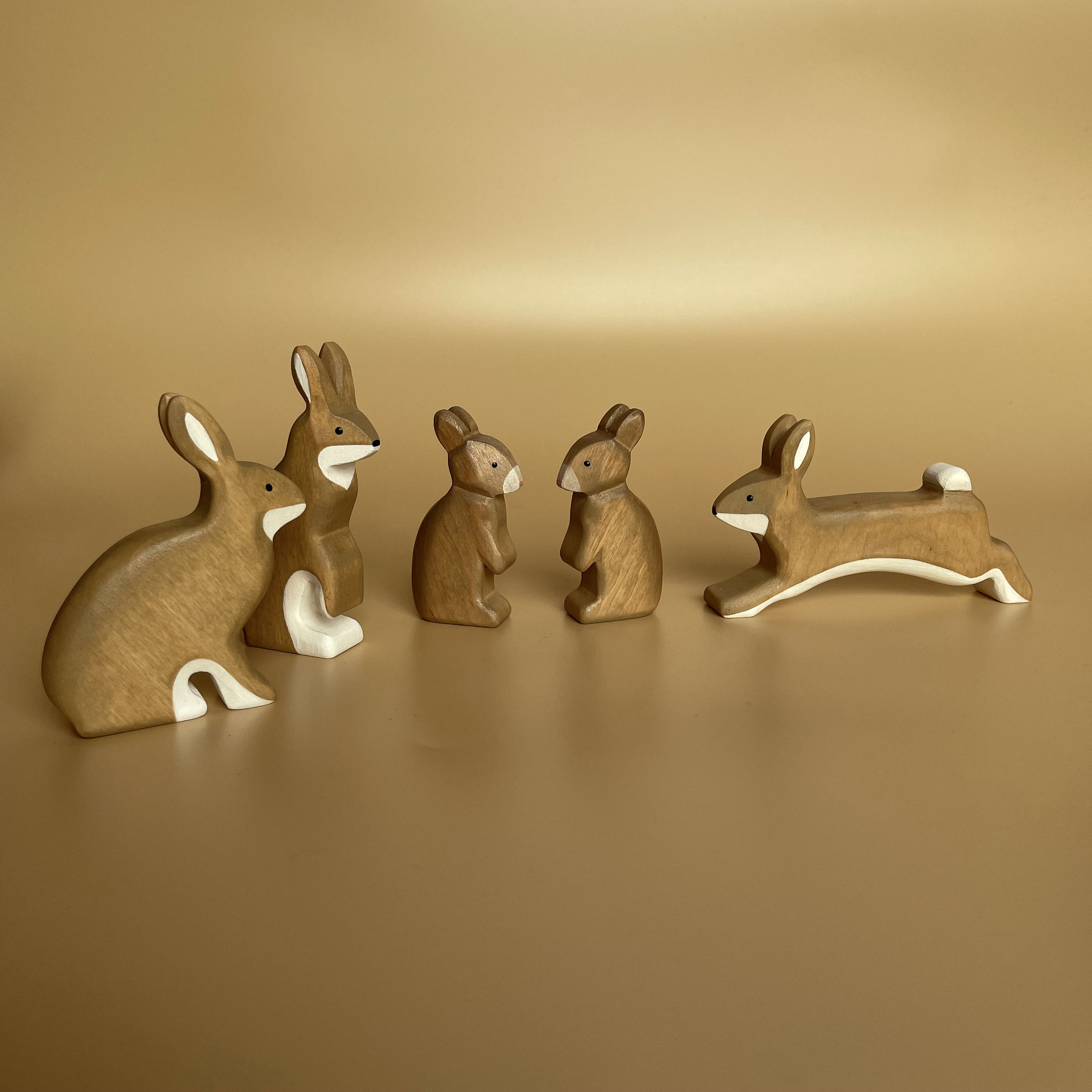 Wooden Hare Toy Toy Wooden Animal Figurines Wooden Toys Bunny Figurine ...