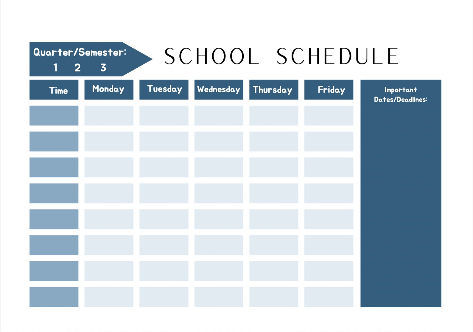 School Schedule. Printable/downloadable School Schedule. - Etsy