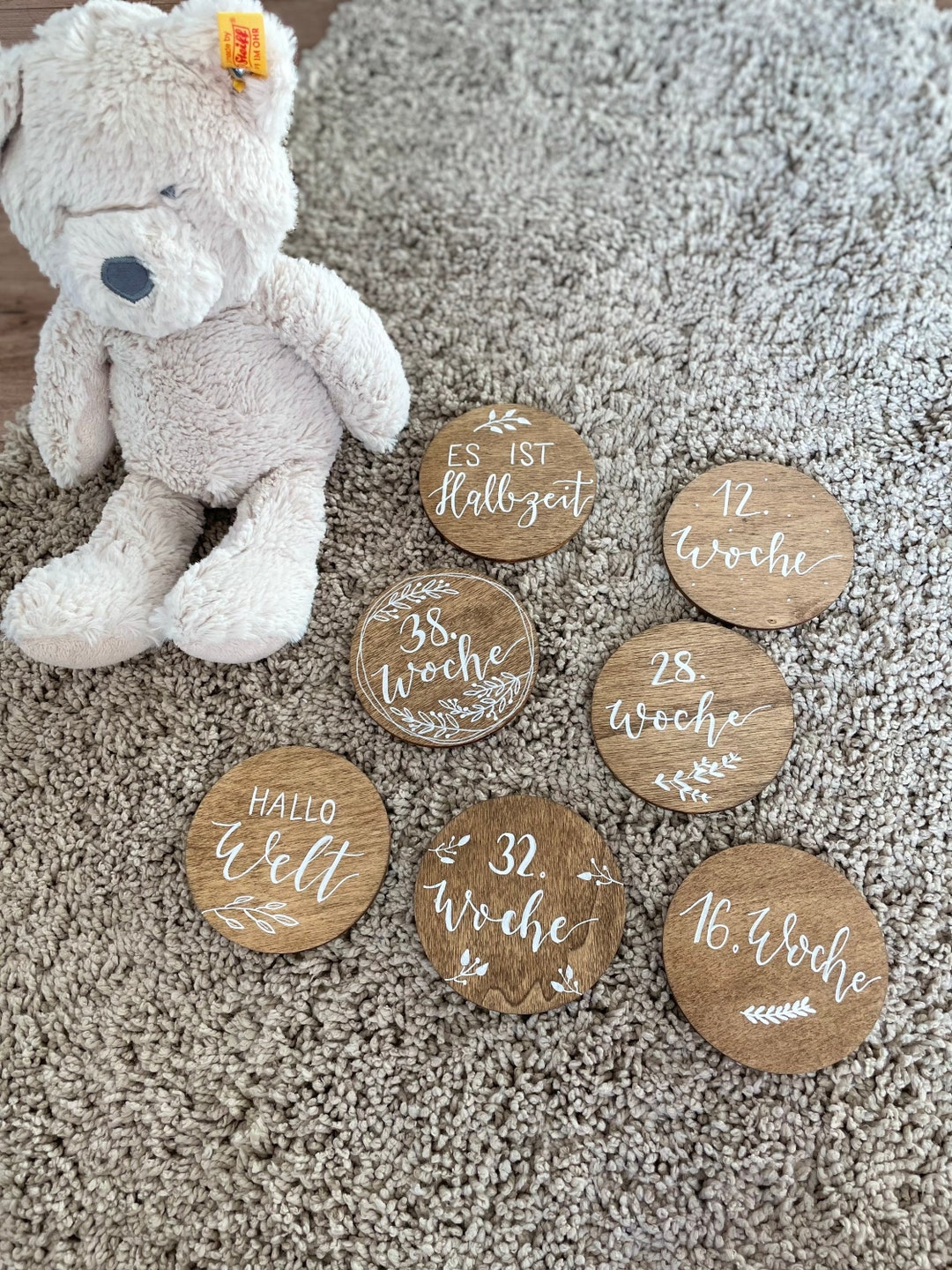 Milestone Cards Pregnancy Handmade Wood Personalized Baby Calligraphy ...