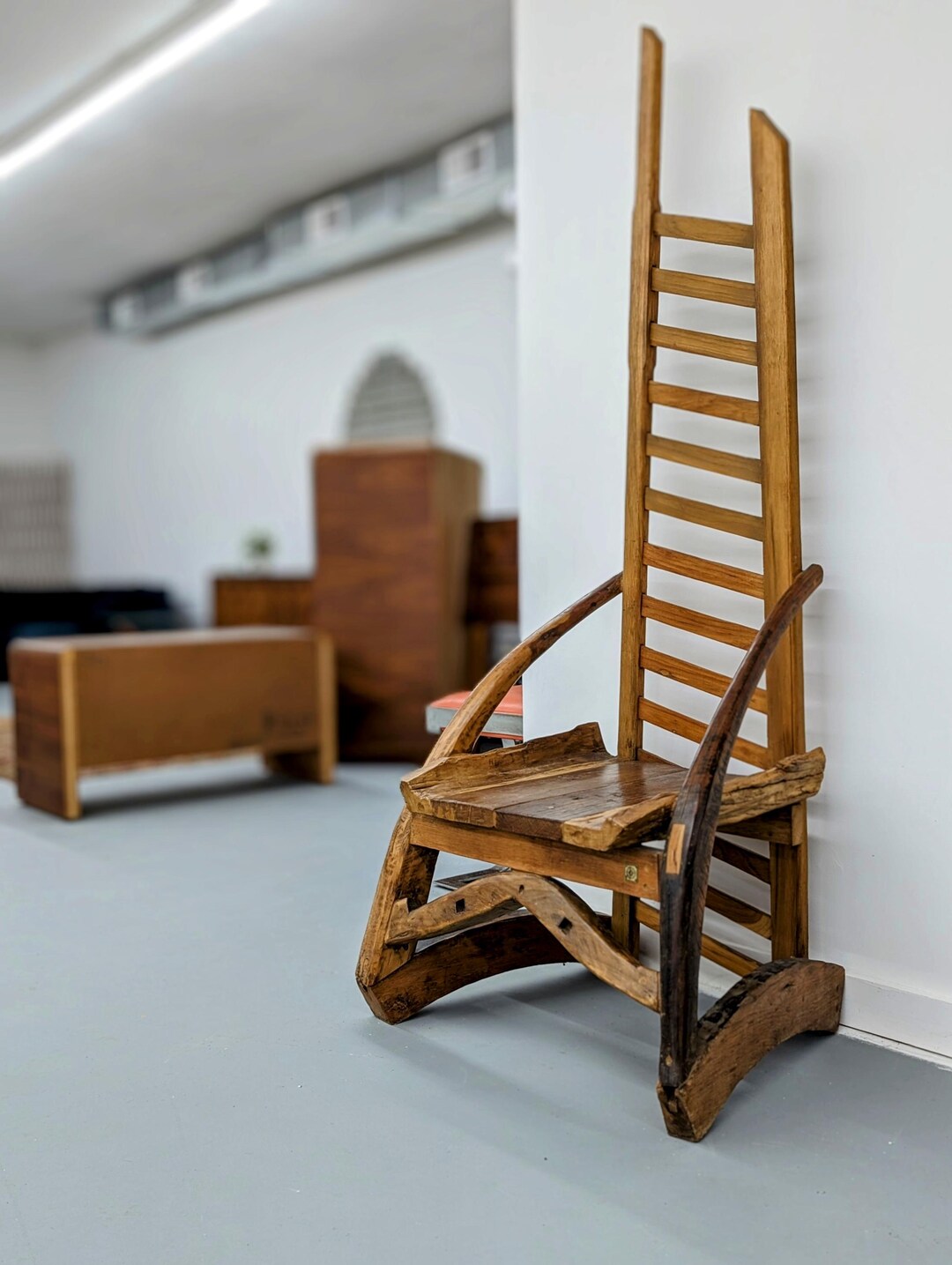 Teak & Olive Wood Ladder Back Primitive Folk Art Chair - Etsy