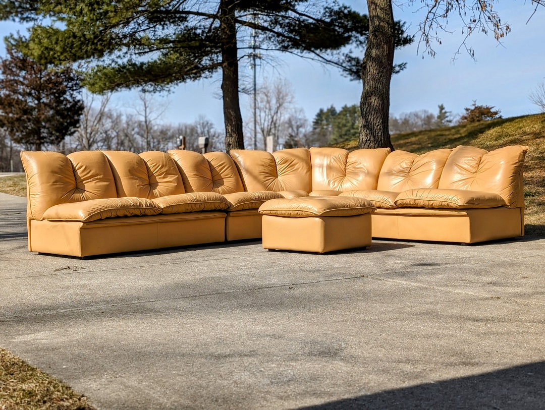 Nicoletti Italia 5-piece Modular Split-back Leather Sectional Sofa ...