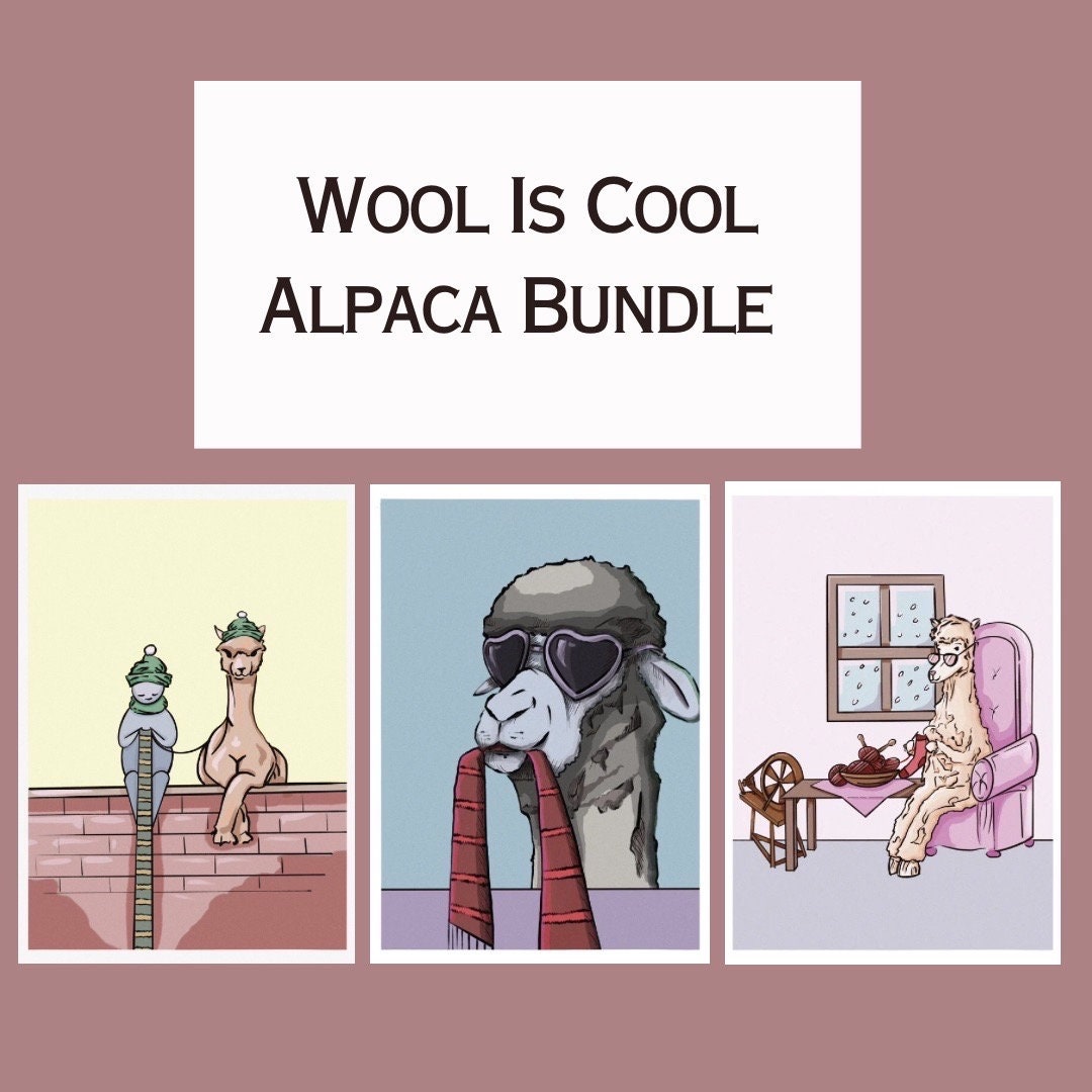 Wool is Cool Illustration Series Alpaca Bundle Printable Knitting ...