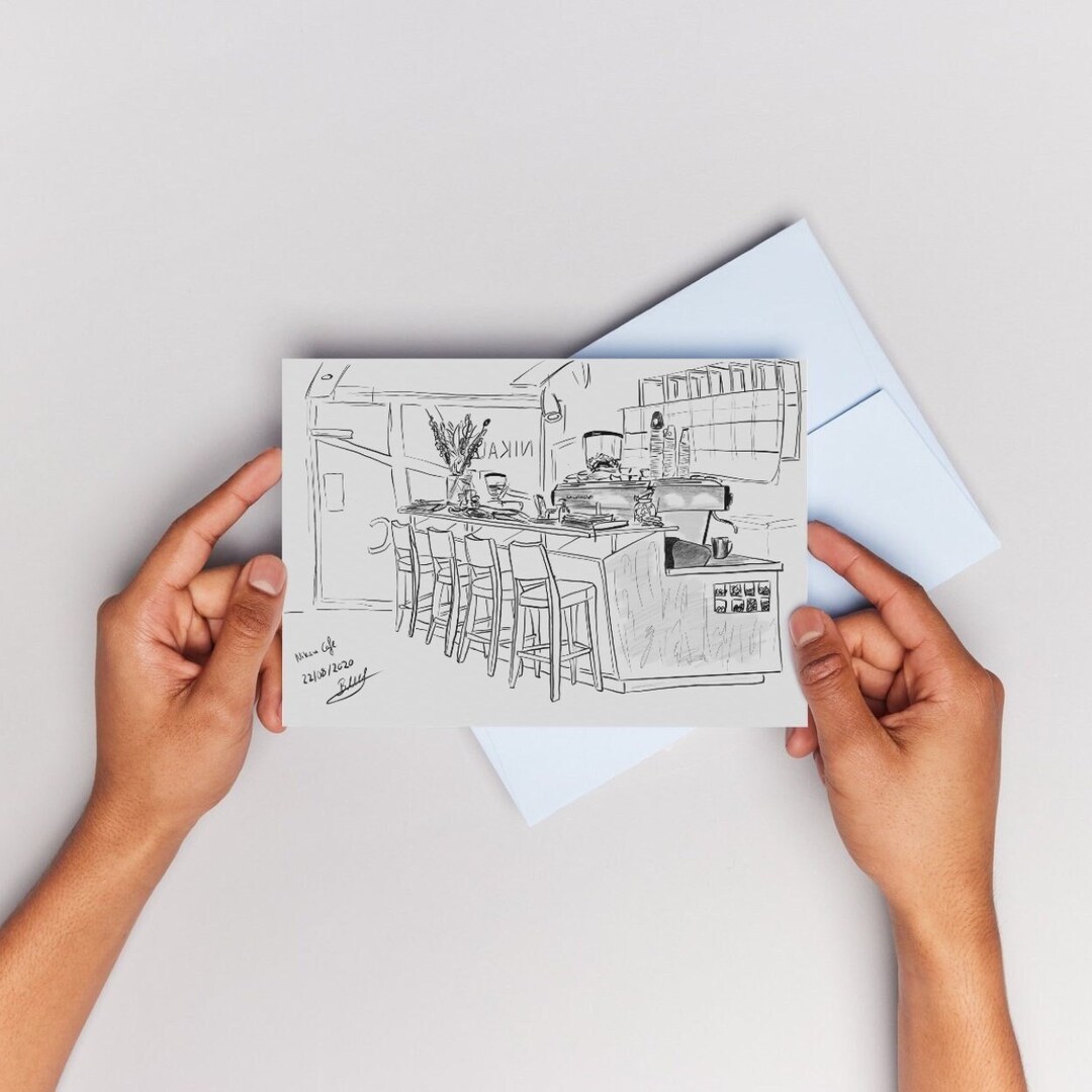 Cafe Sketch Illustration #22 Nikau Cafe - Wellington, New Zealand ...