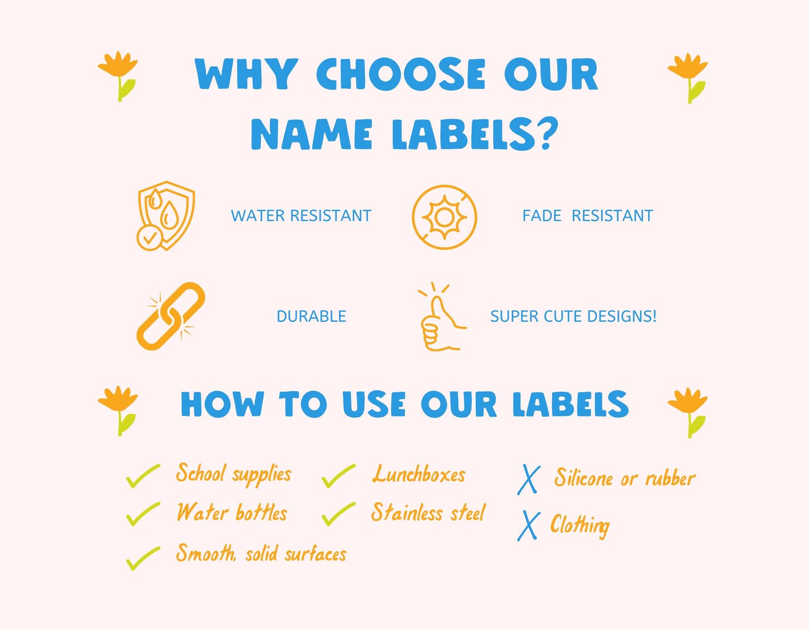 Durable School Name Label Back to School Sticker for Kids Cute ...