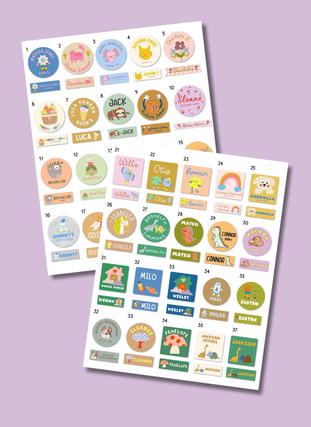 Custom Name School Label for Kids Cute Durable Lunchbox Sticker Water ...