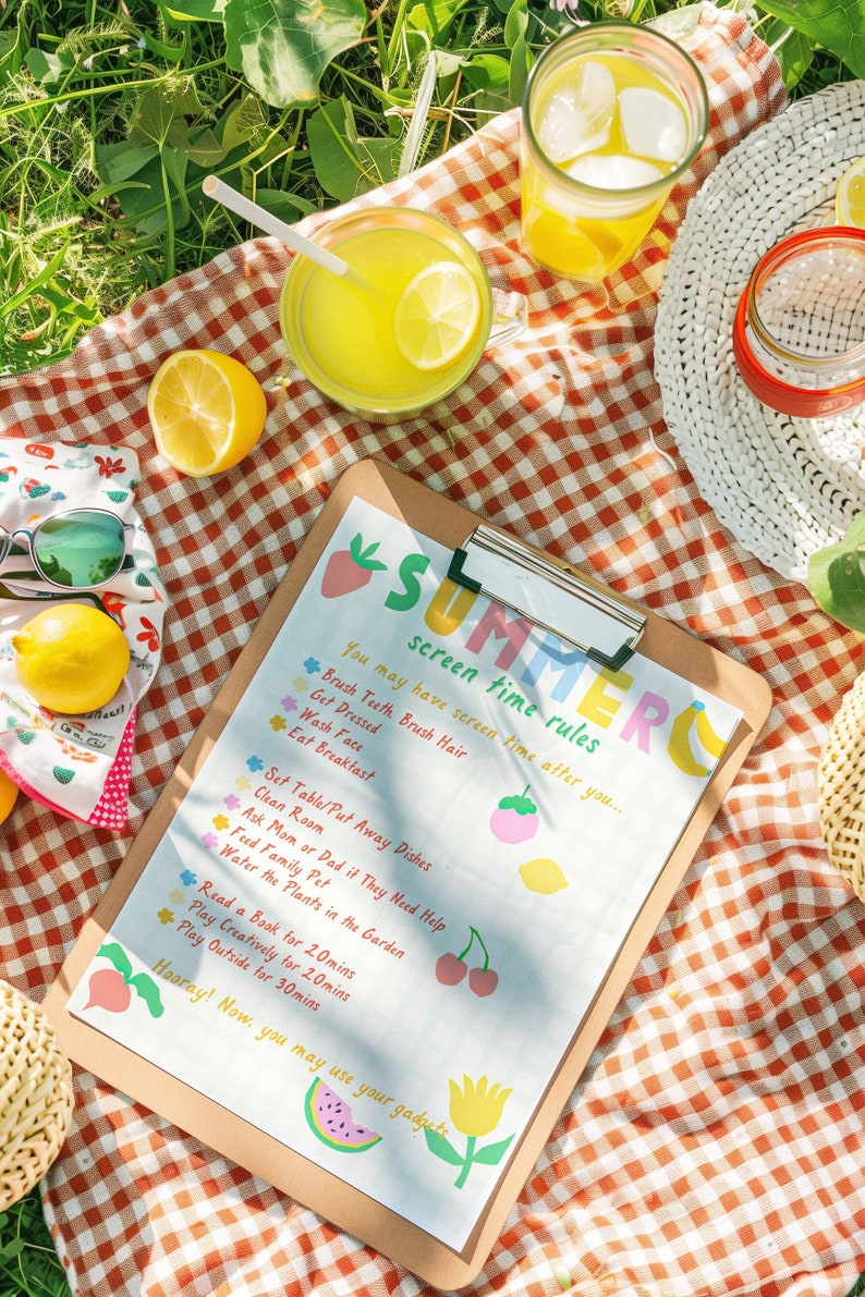 Printable Summer Screen Time Rules Digital Download Screen Time ...