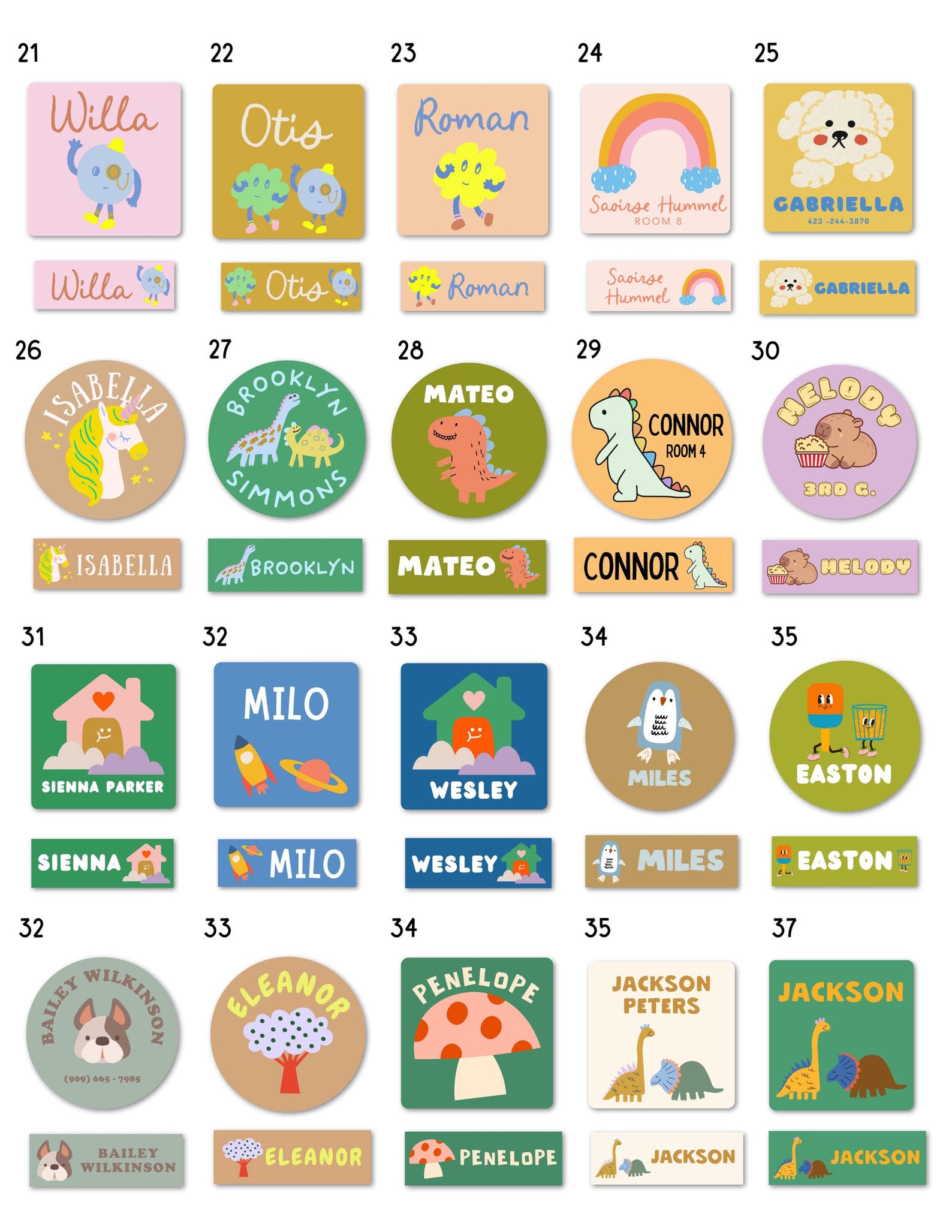 Durable School Name Label Back to School Sticker for Kids Cute ...