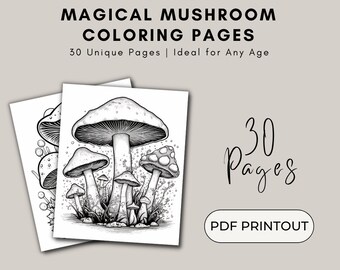 Mushroom Coloring Pages Set 7 Botanical Adult Coloring - Etsy