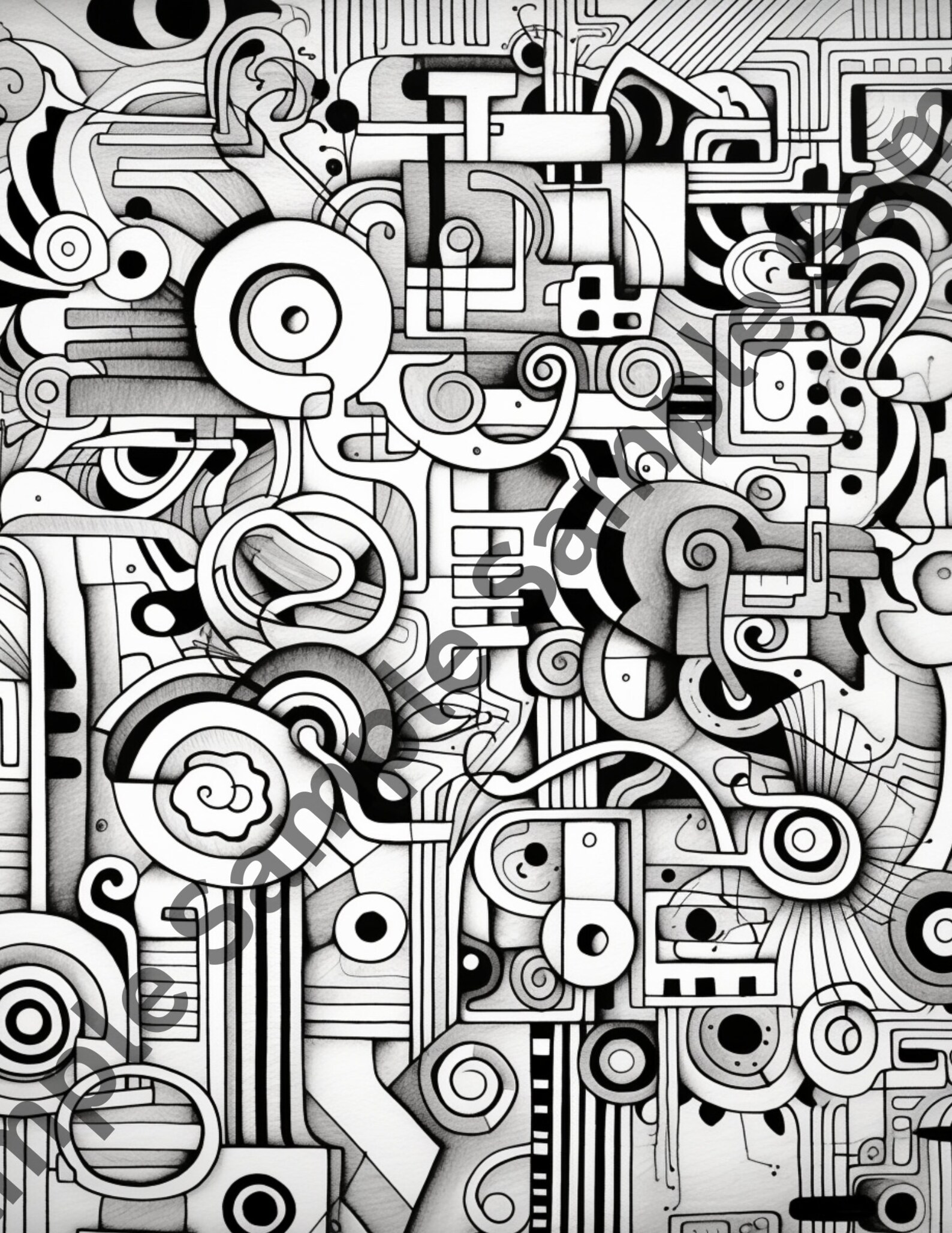 Intricate Abstract Shapes Coloring Book: 50 Printable PDF Pages for ...