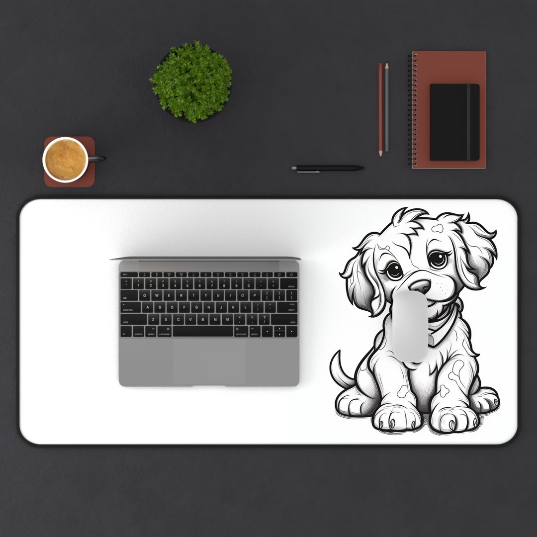 Cute Black and White Golden Doodle Puppy Desk Mat - Etsy