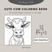PDF Print Cute Cow Coloring Book: 26 Pages of Joyful Cow Illustrations ...