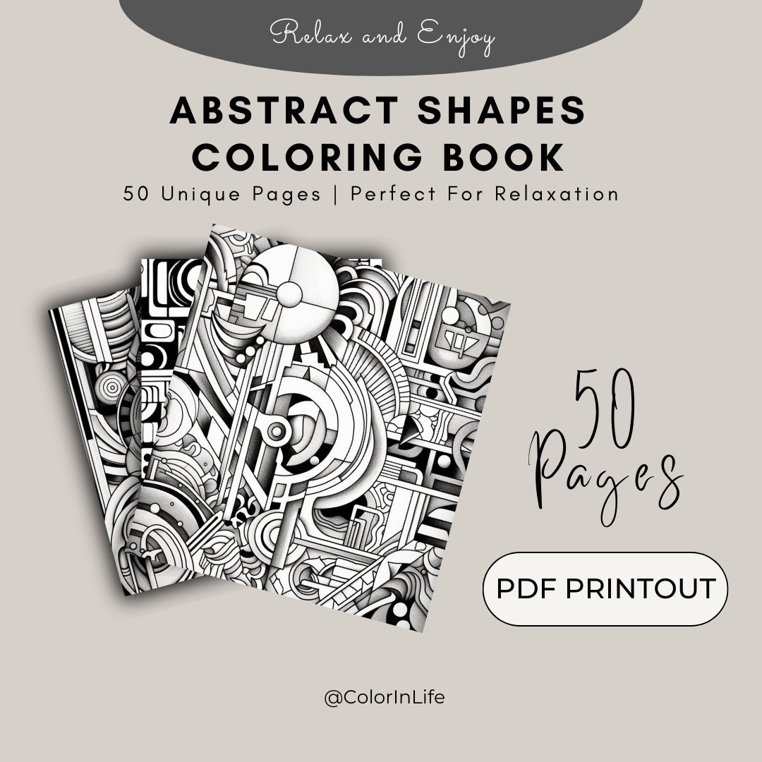 Intricate Abstract Shapes Coloring Book: 50 Printable PDF Pages for ...