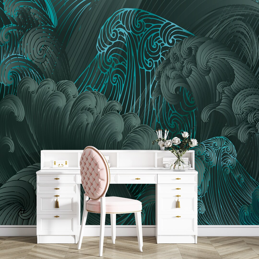 Bold Pattern Abstract Wave Wallpaper: Peel and Stick, Adhesive Wall ...