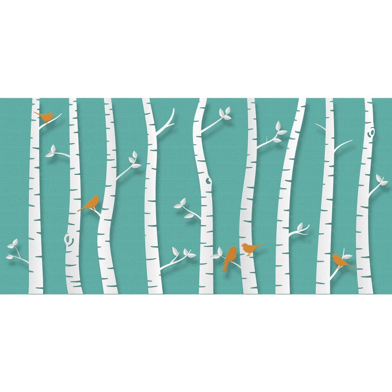 Birch Tree Forest Wallpaper Nature Theme Wall Mural, Easy Peel and ...