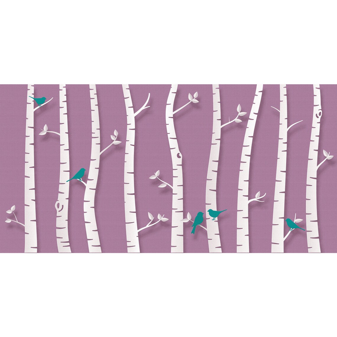 Birch Tree Forest Wallpaper Nature Theme Wall Mural, Easy Peel and ...