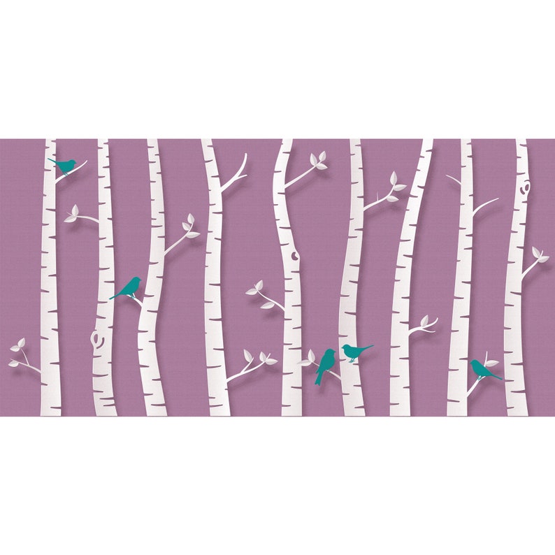 Birch Tree Forest Wallpaper Nature Theme Wall Mural, Easy Peel and ...